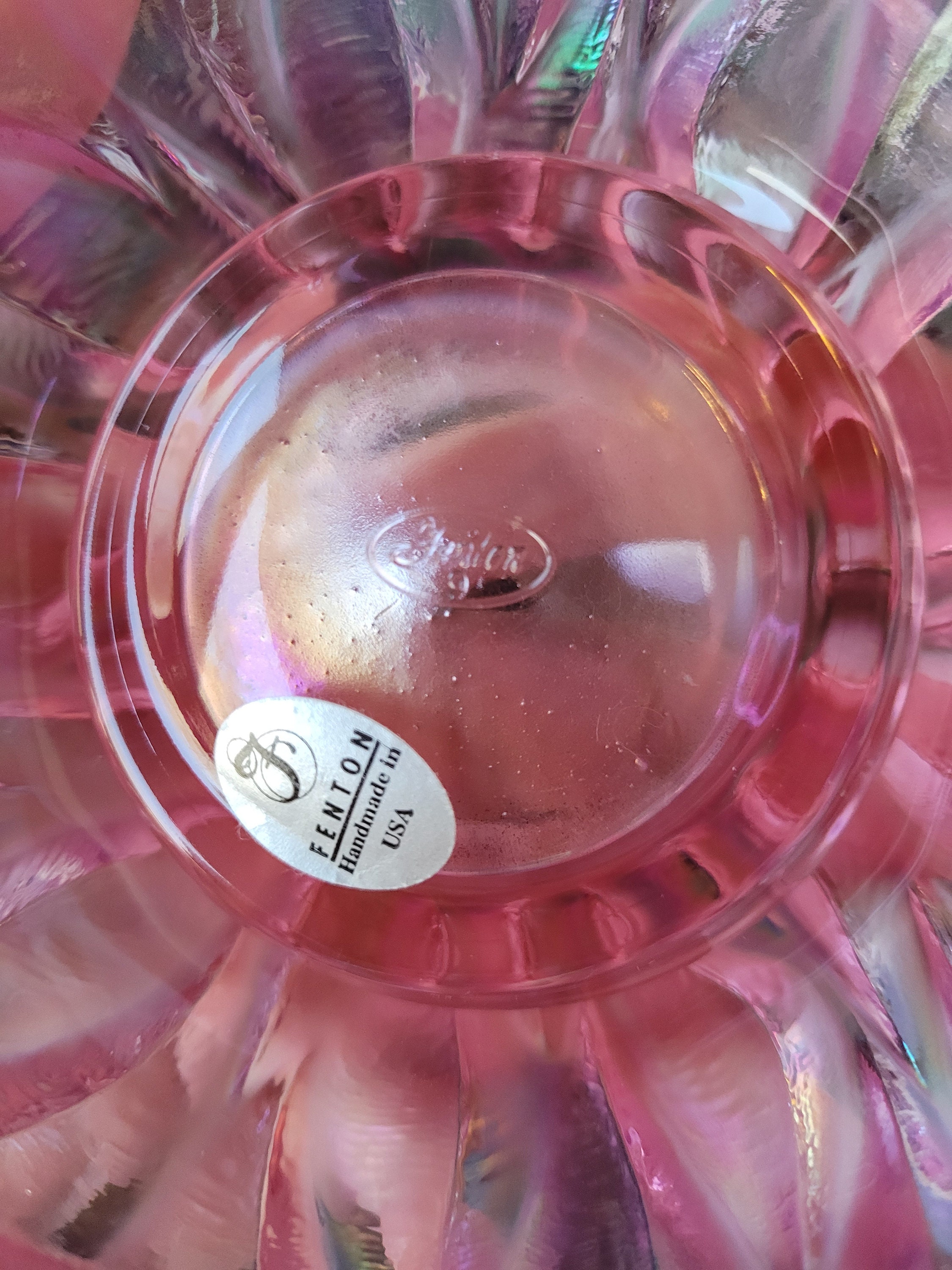 Fenton Pink Iridescent Candle Holders - Etsy