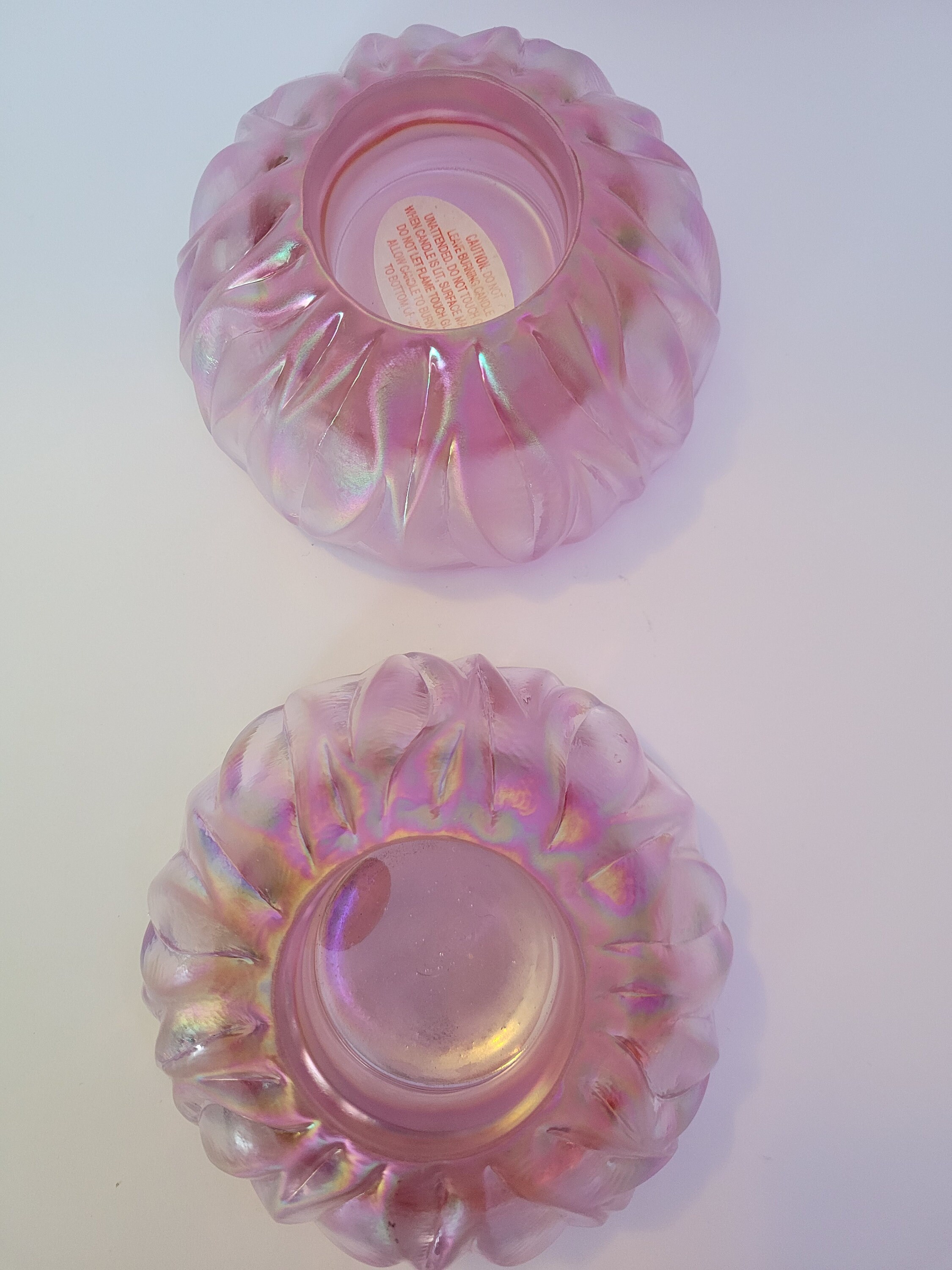 Fenton Pink Iridescent Candle Holders - Etsy