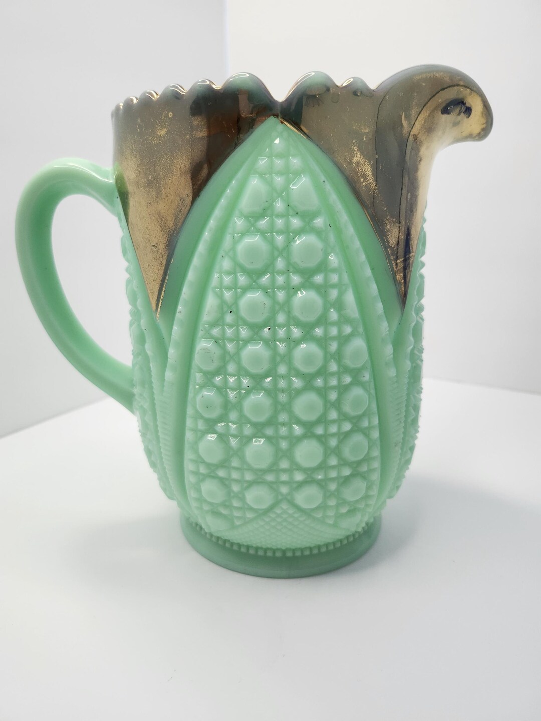 Antique Tarentum Glass Cane Insert Pitcher - Etsy