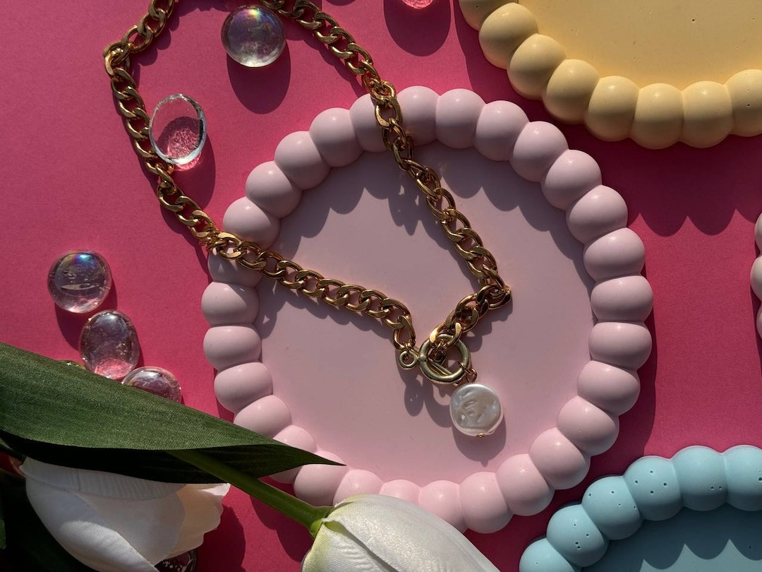 Pink Bubble Cloud Tray, Decorative Trinket Tray for Jewellery Dish ...