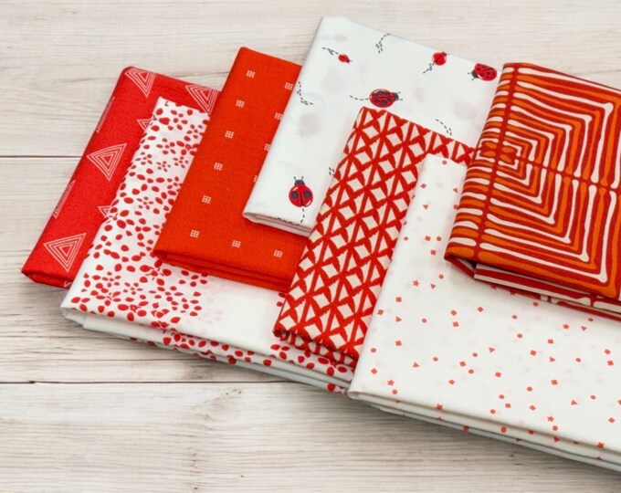 CLEARANCE + Art Gallery Fabrics Bundle + 7 Fabrics + Shades of Red ...