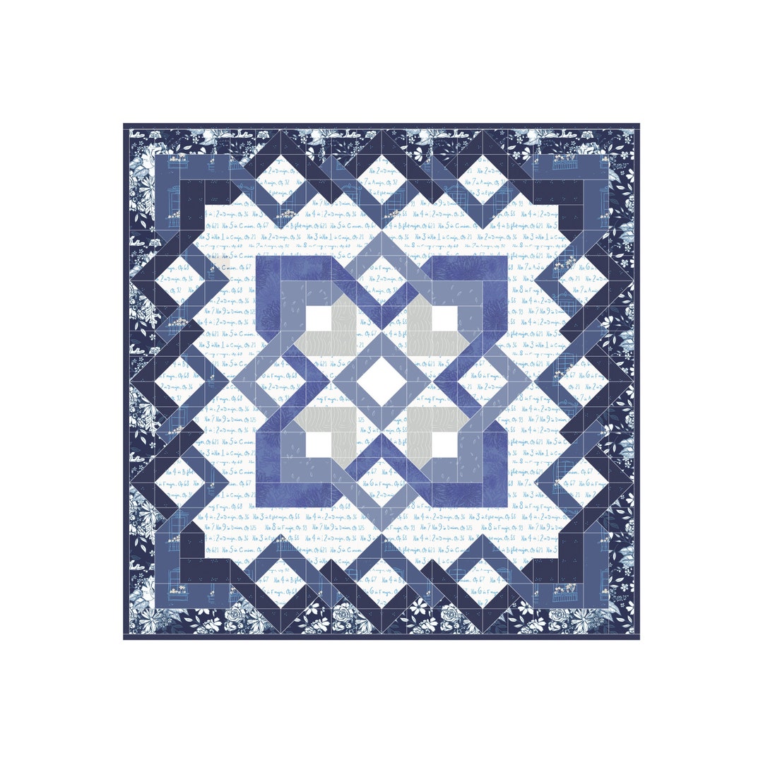 Blue Throw Quilt Kit Whole Top Design Quilt Kit Blue Quilt Kit Blue and ...
