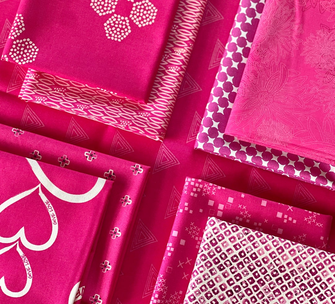SALE Art Gallery Hot Pink Fabric Bundle 9 Fabrics Pink Fat Quarter Half ...