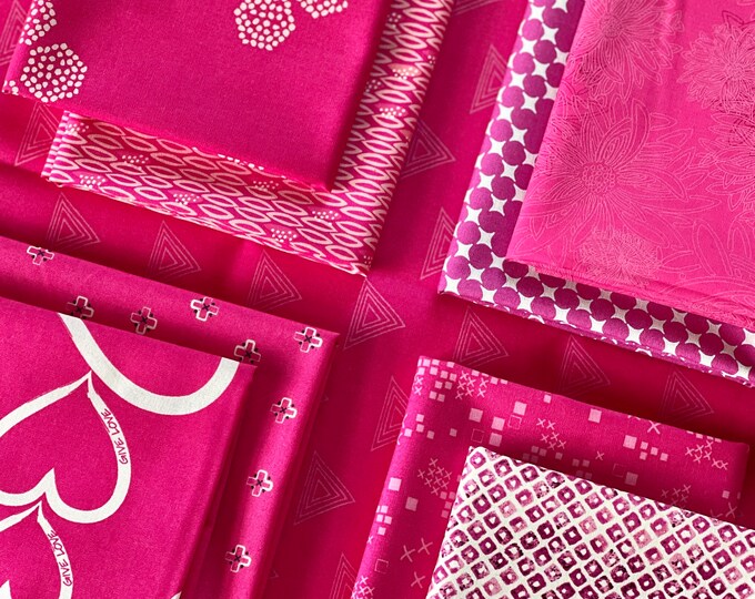SALE Art Gallery Hot Pink Fabric Bundle + 9 Fabrics + Pink Fat Quarter ...