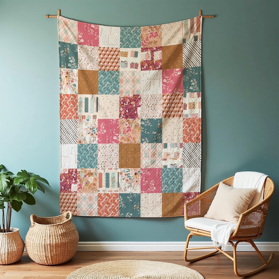 PRE CUT Bookish Patchwork Quilt Kit + Throw/lap Size Quilt Kit + Precut ...