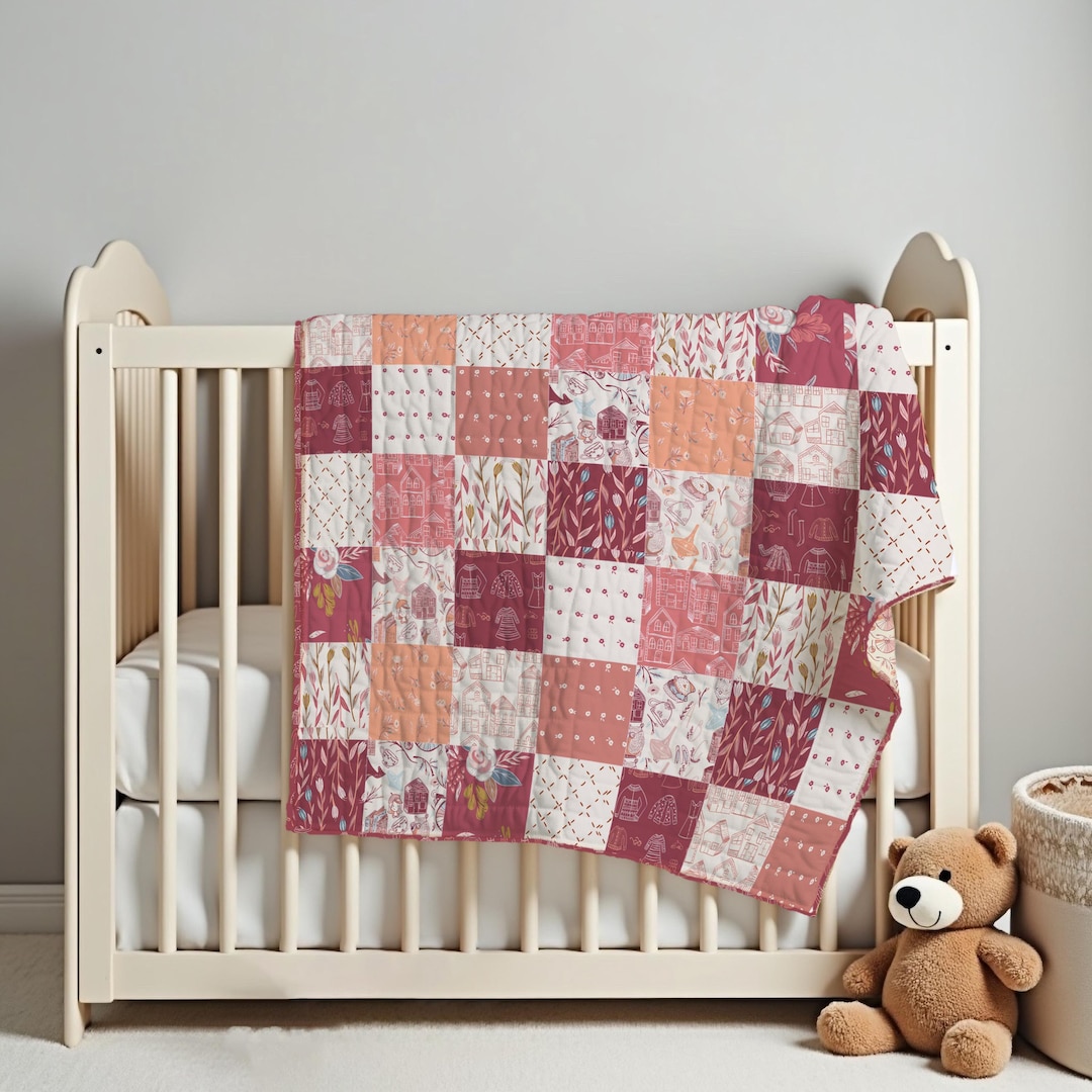 PRE CUT Baby Girl Quilt Kit Cinnamon and Peach Precut Fabric Squares ...