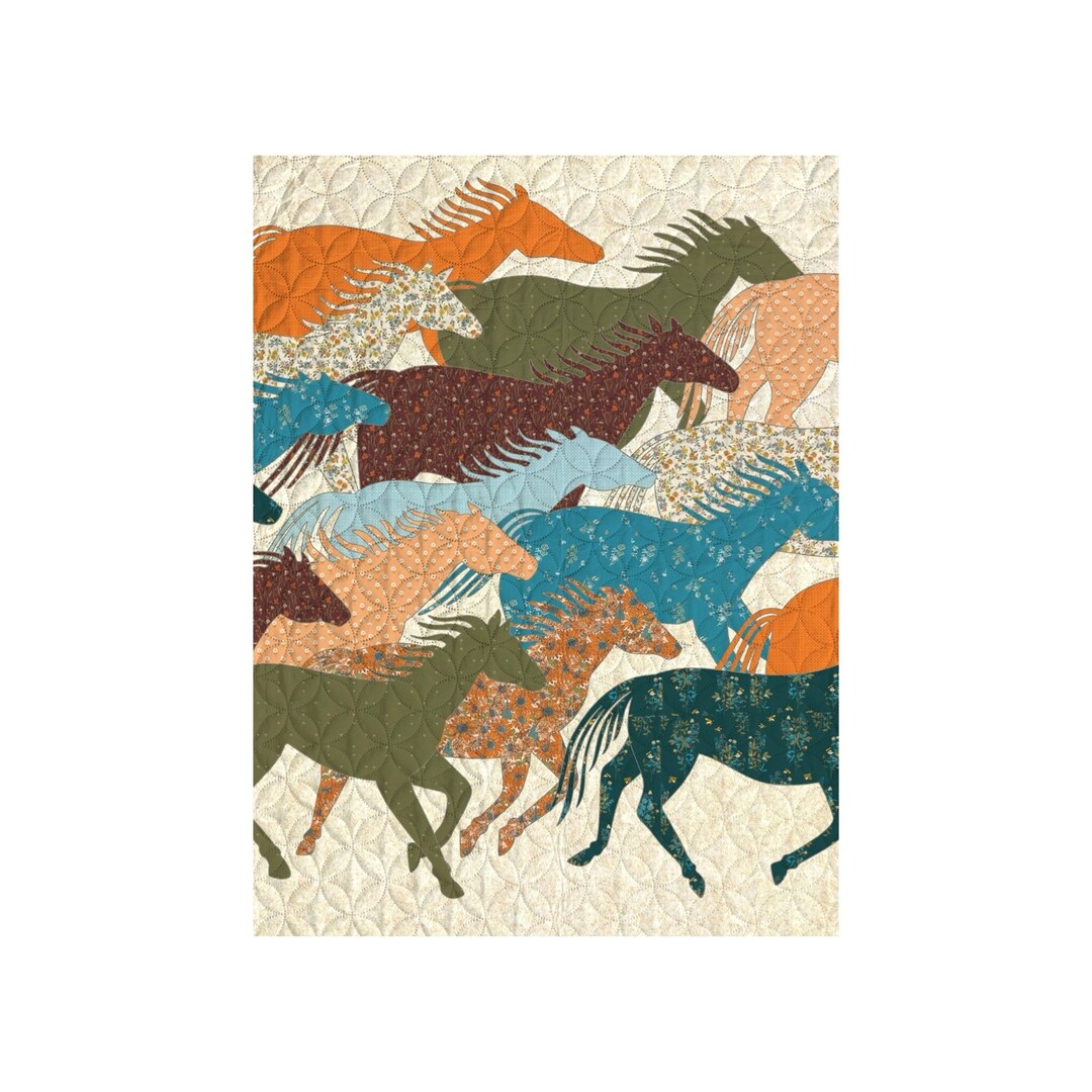 DIGITAL Horse Quilt Pattern Horse Collage Pattern Art Quilt Pattern Quilted Wall Hanging ...