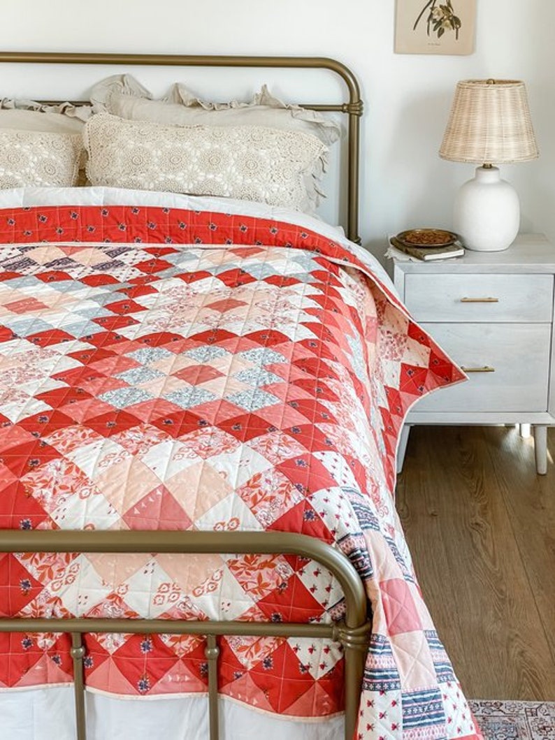 Rickrack Quilt Kit Red Quilt Kit Granny Square Quilt Kit Twin Full ...