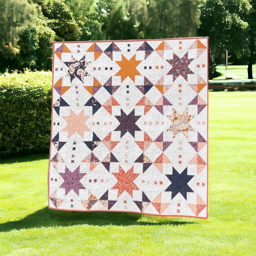 Starshine Quilt Kit Lap Quilt Kit Purple and Orange Quilt Top Only Art Gallery Fabrics Quilt Kit ...