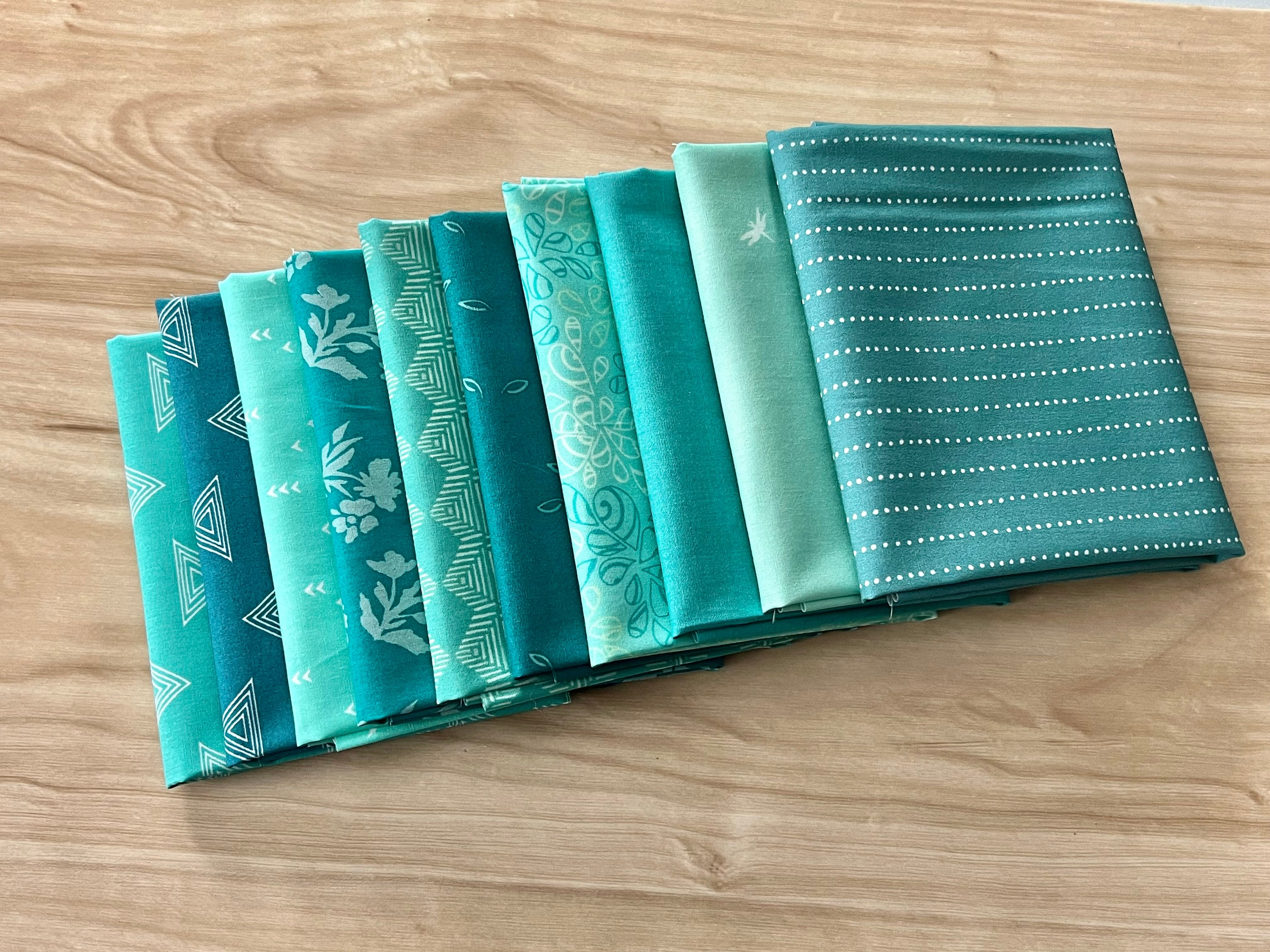 SALE Art Gallery Teal Fabric Bundle 10 Fabrics Shades of Teal Fat ...