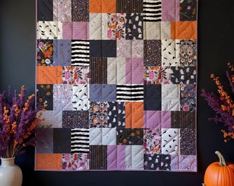 PRE CUT Halloween Quilt Kit Easy Patchwork Halloween Quilt Kit Art Gallery Fabrics Beginner ...