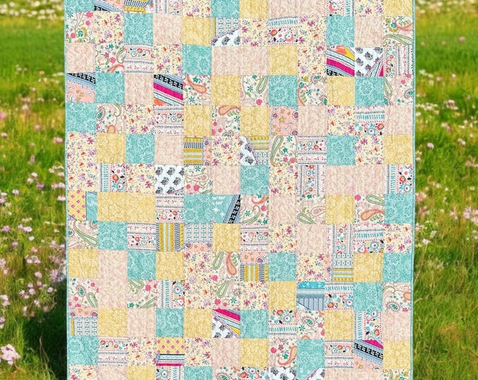 Bohemian Patchwork Quilt Kit + Beginner Quilt Kit + Vintage Bohemian Quilt Kit + Simple ...