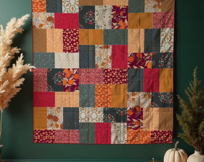 PRE CUT Fall Quilt Kit + Throw Quilt Kit + Art Gallery Fabrics + Easy ...