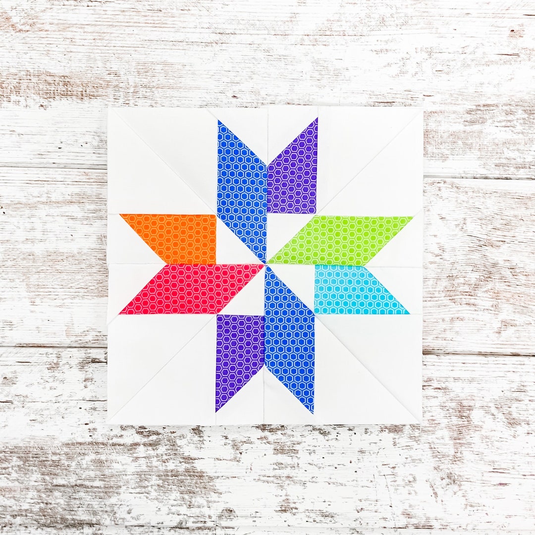 Mini Pinwheel Star Foundation Paper Piece Block Pattern + Star Quilt ...
