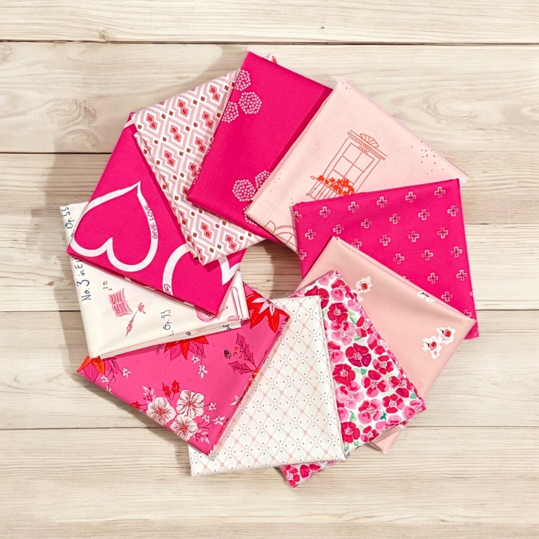 CLEARANCE + Shades of Pink Fabric Bundle + 10 Fabrics + Fat Quarter ...