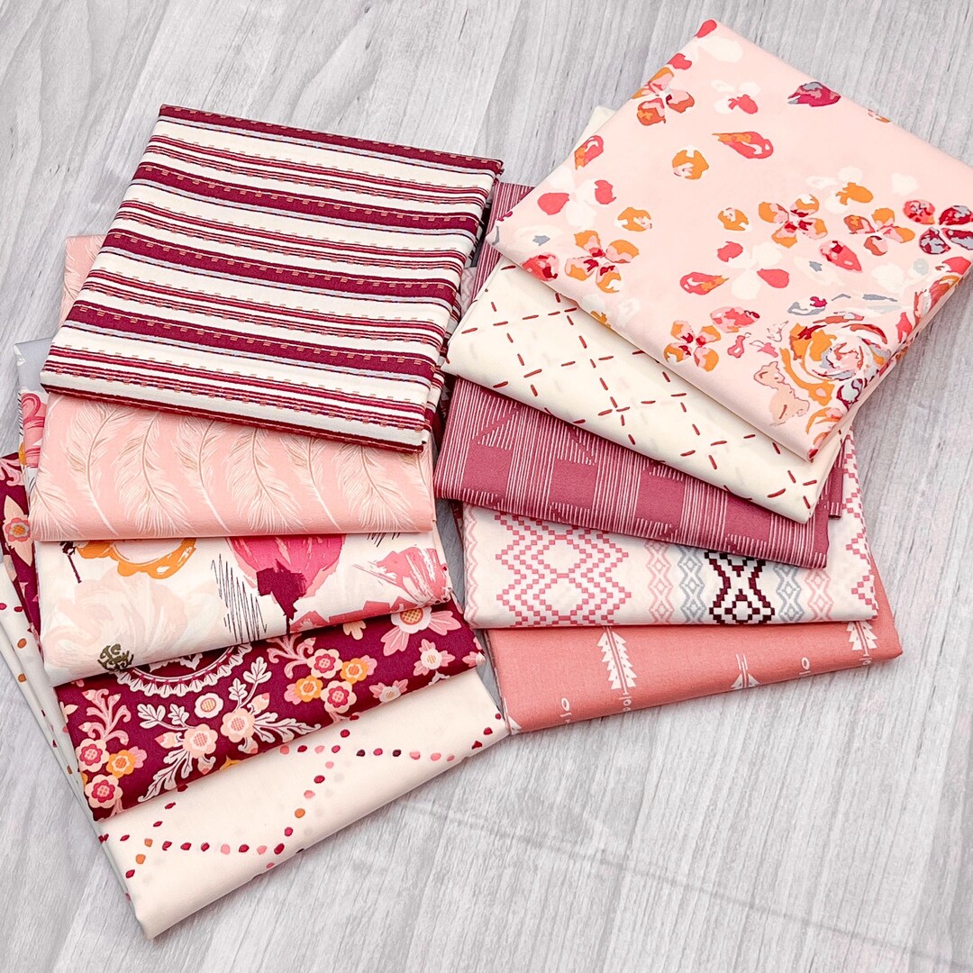 CLEARANCE Fabric + Pink and Purple Fabric Bundle + 10 Fabrics + Fat ...