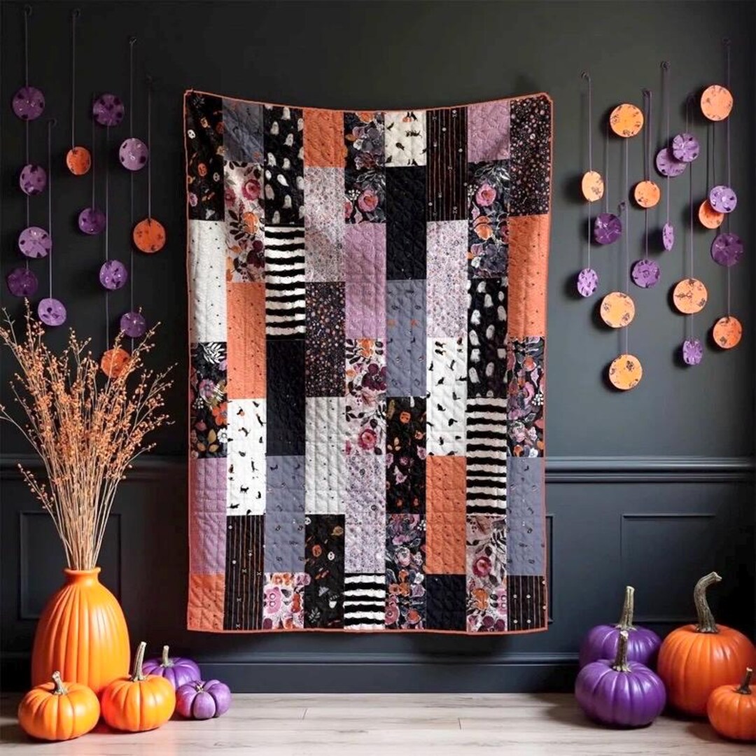 PRE CUT Halloween Quilt Kit Easy Patchwork Halloween Quilt Kit Art Gallery Fabrics Beginner ...