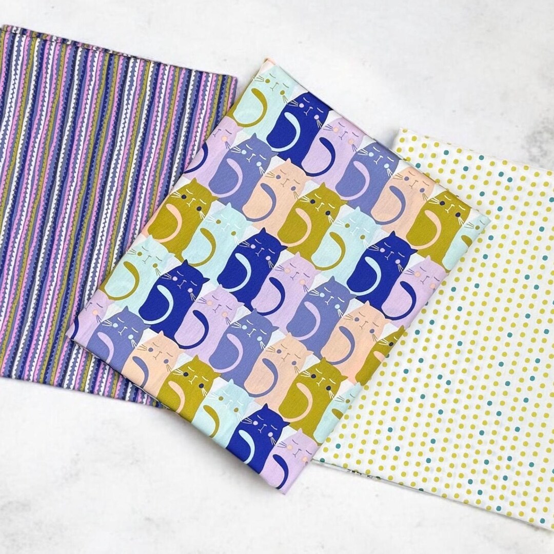 Mini Fabric Bundle + 3 Fabrics + Half Yard + Yard + Makeup Bag Fabric ...