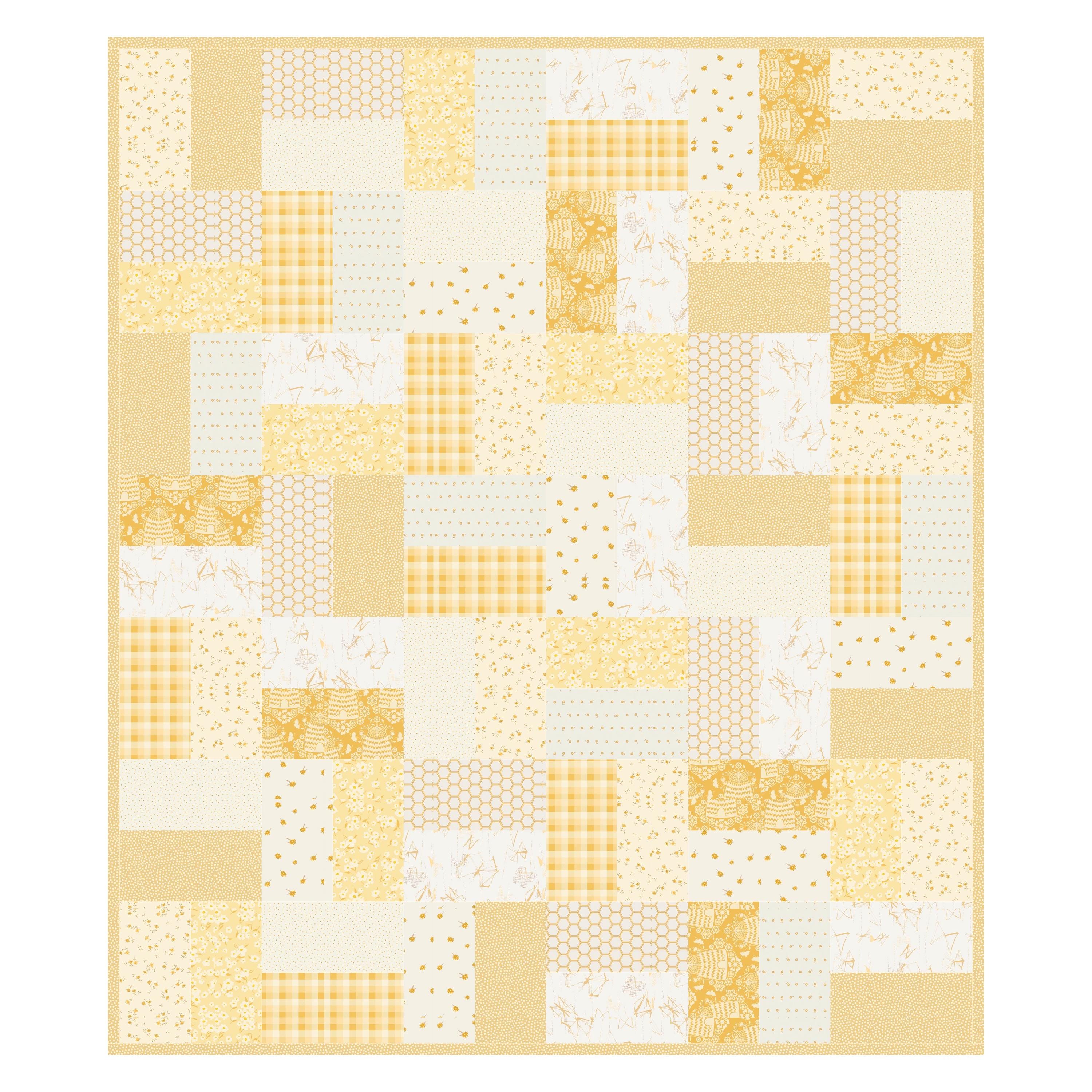 PRECUT Quilt Kit + Ready to Sew + Yellow Patchwork Quilt Kit + Beginner ...