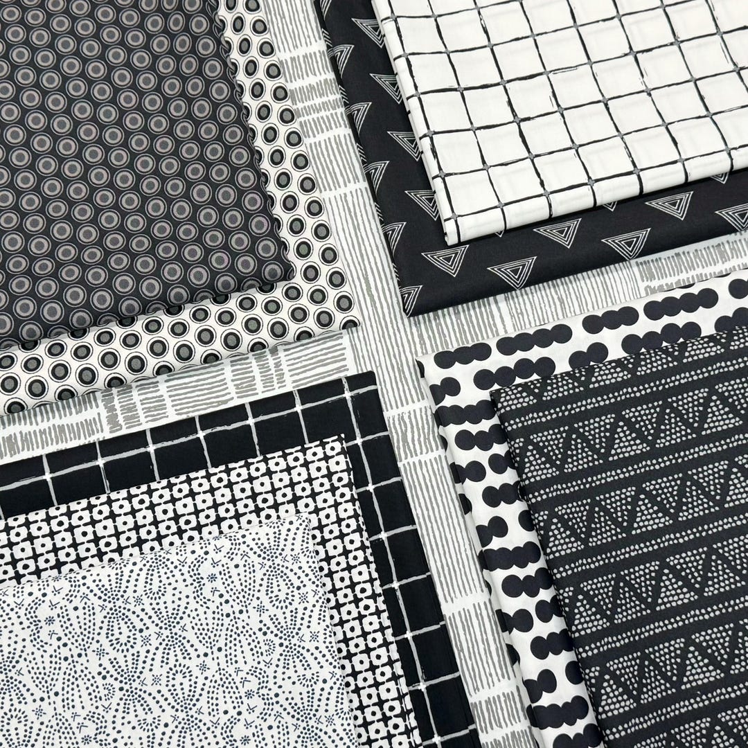 CLEARANCE Black and White Fabric Bundle 10 Fabrics Half Yard Full Yard ...