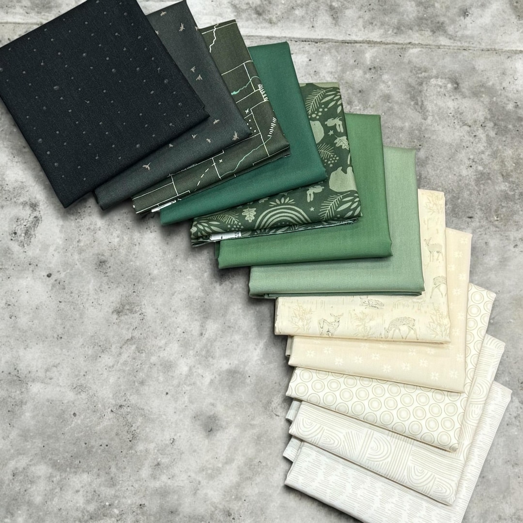 SALE Pull Fabric Bundle + Shades of Green and Beige + Masculine Fabric ...