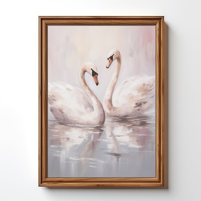 Swan Art Print | Vintage Printable Wall Art Pastel Colours Farmhouse ...