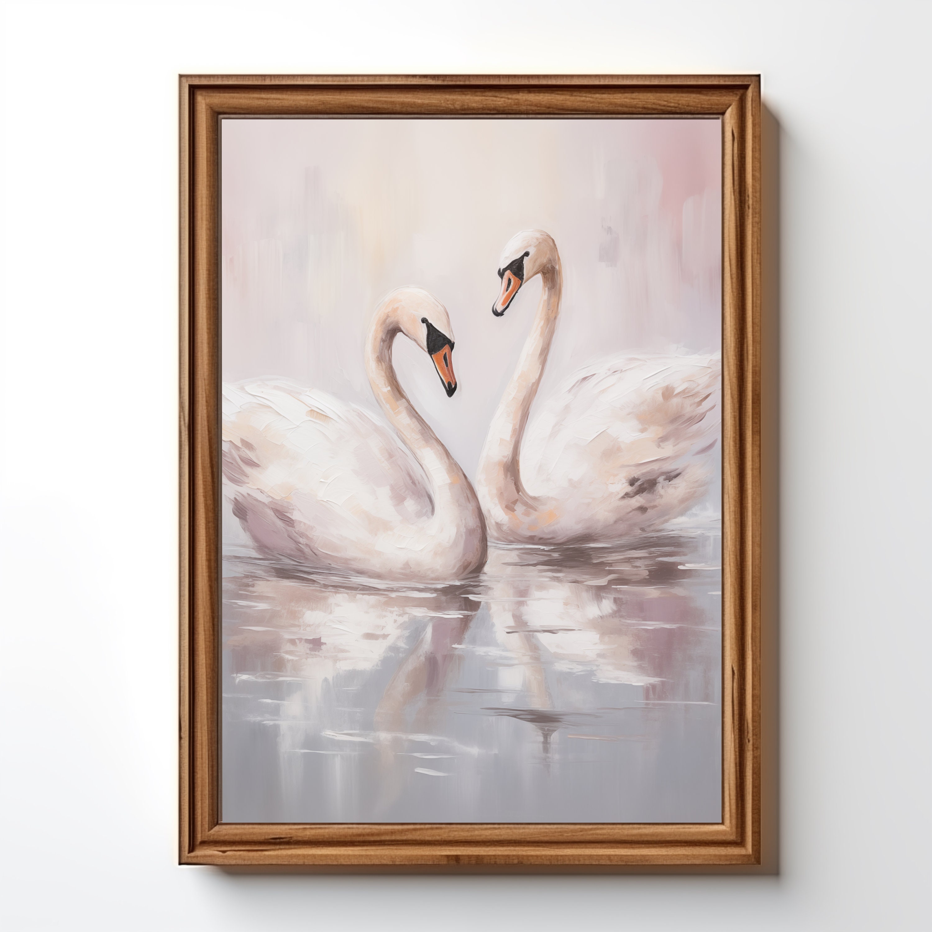 Swan Art Print | Vintage Printable Wall Art Pastel Colours Farmhouse ...