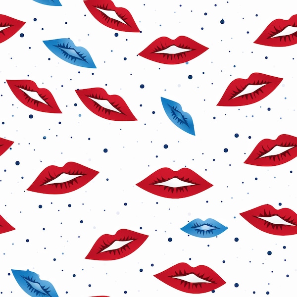 Red and Blue Lips Wallpaper - Etsy