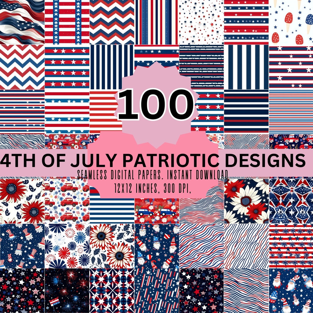4th of July Seamless Digital Papers,4th July Png Bundle,seamless ...