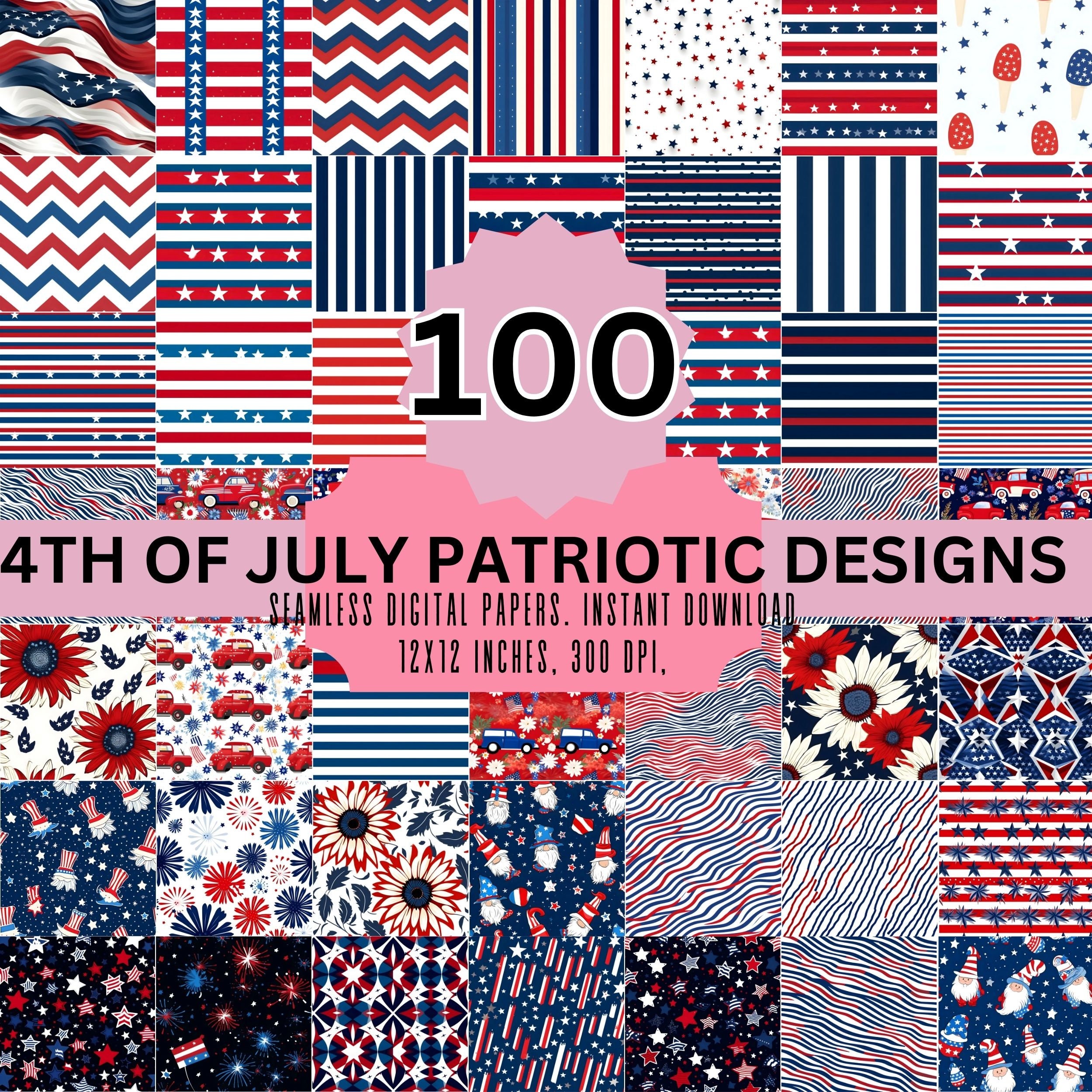 4th of July Seamless Digital Papers,4th July Png Bundle,seamless ...
