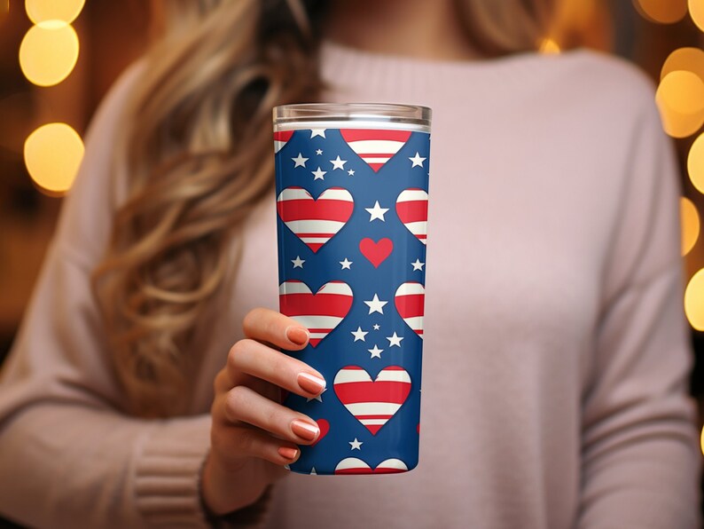 Patriotic Heart Seamless Pattern: 4th July USA Flag (JPG Digital ...