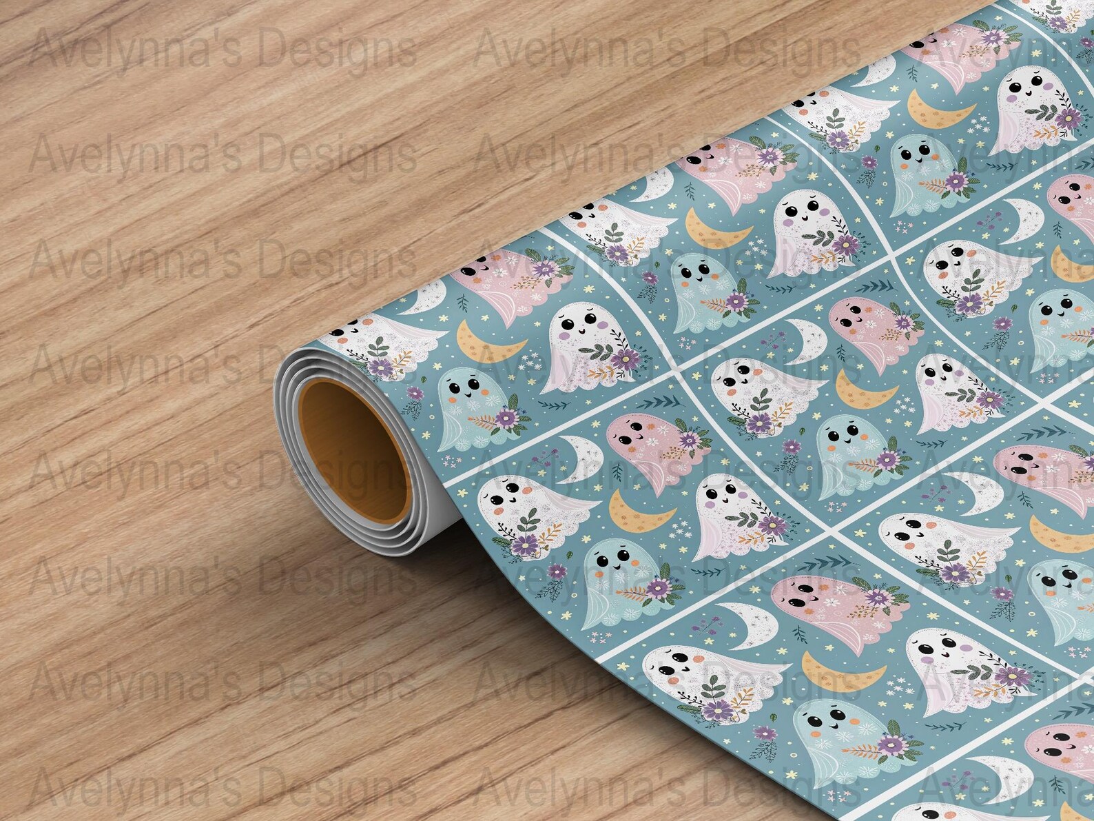 Cute Ghost Floral Seamless Patterns for Crafters as Used for Digital ...