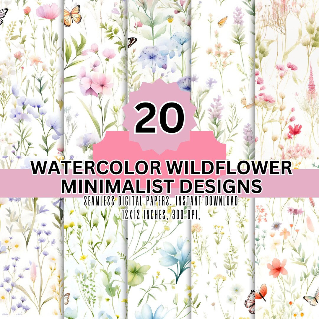 20 Dainty Wildflower Seamless Patterns, Wildflower Digital Paper ...