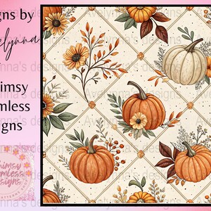 Fall Pumpkin Floral Seamless Pattern: Autumn Digital Paper (digital ...