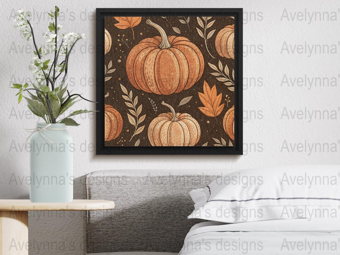 Fall Pumpkin Seamless Pattern: Autumn Thanksgiving Digital Paper - Etsy