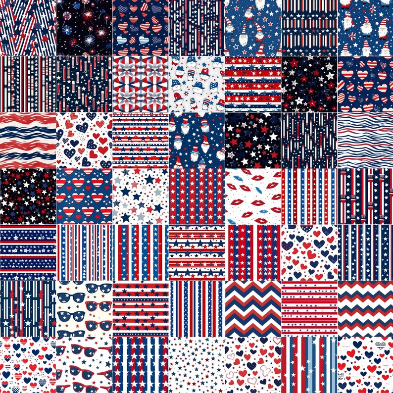 4th of July Seamless Digital Papers,4th July Png Bundle,seamless ...