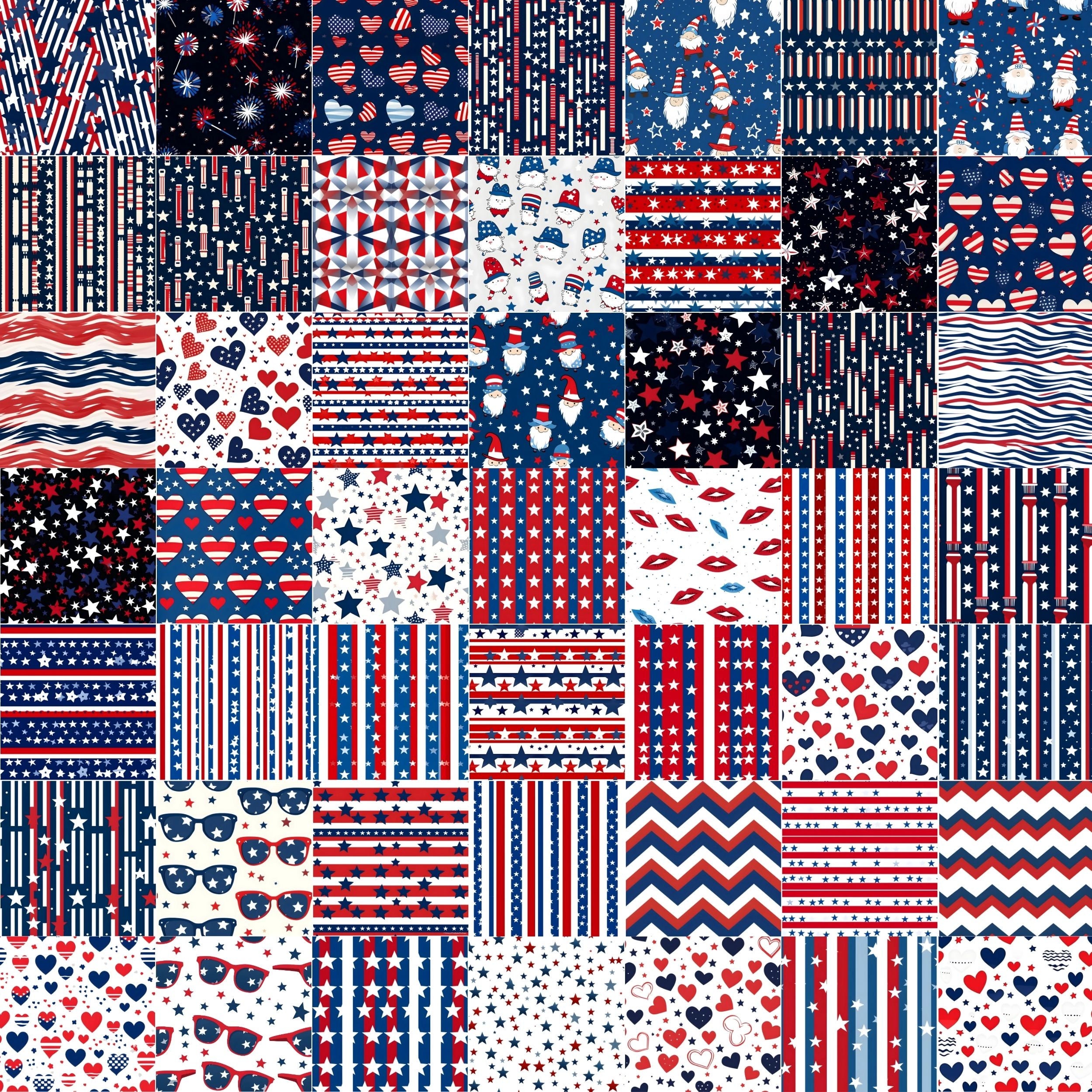 4th of July Seamless Digital Papers,4th July Png Bundle,seamless ...