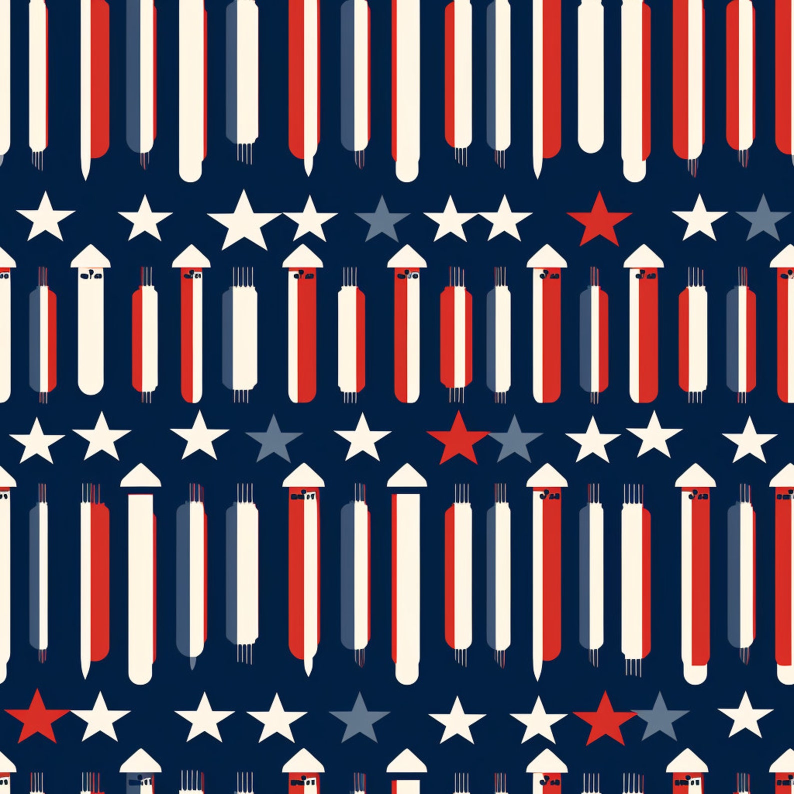Patriotic Seamless Pattern, 4th of July Digital Paper, Stars and ...