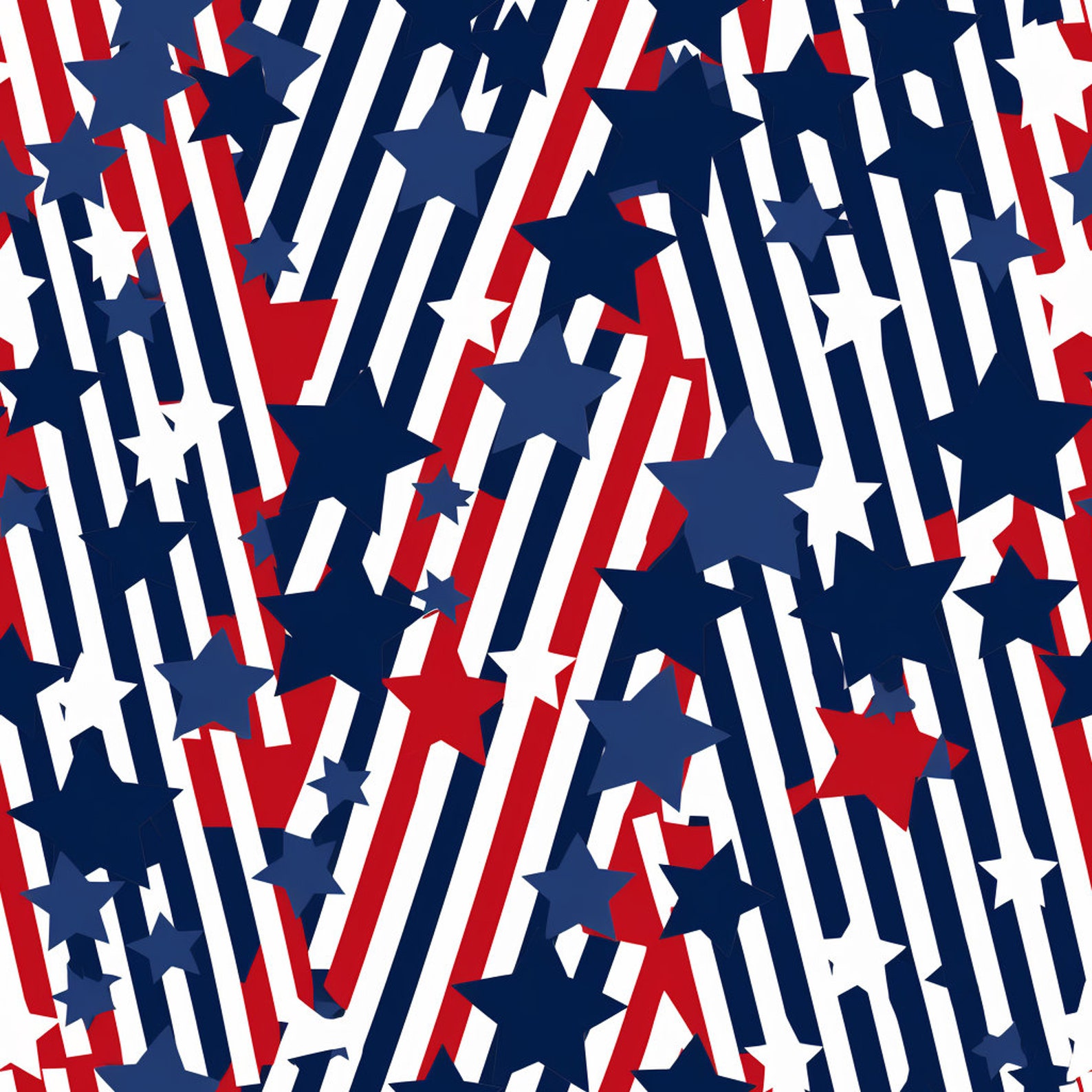 4th of July Seamless Pattern, Patriotic Digital Paper, Red White Blue ...