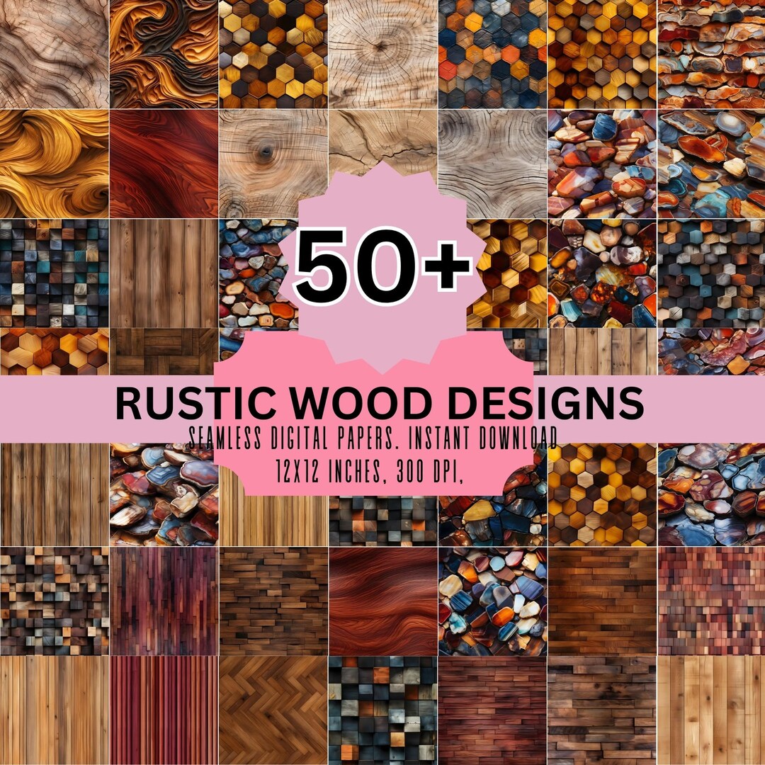 Rustic Wood Designs Seamless Digital Papers, Instant Download, 50+ High ...