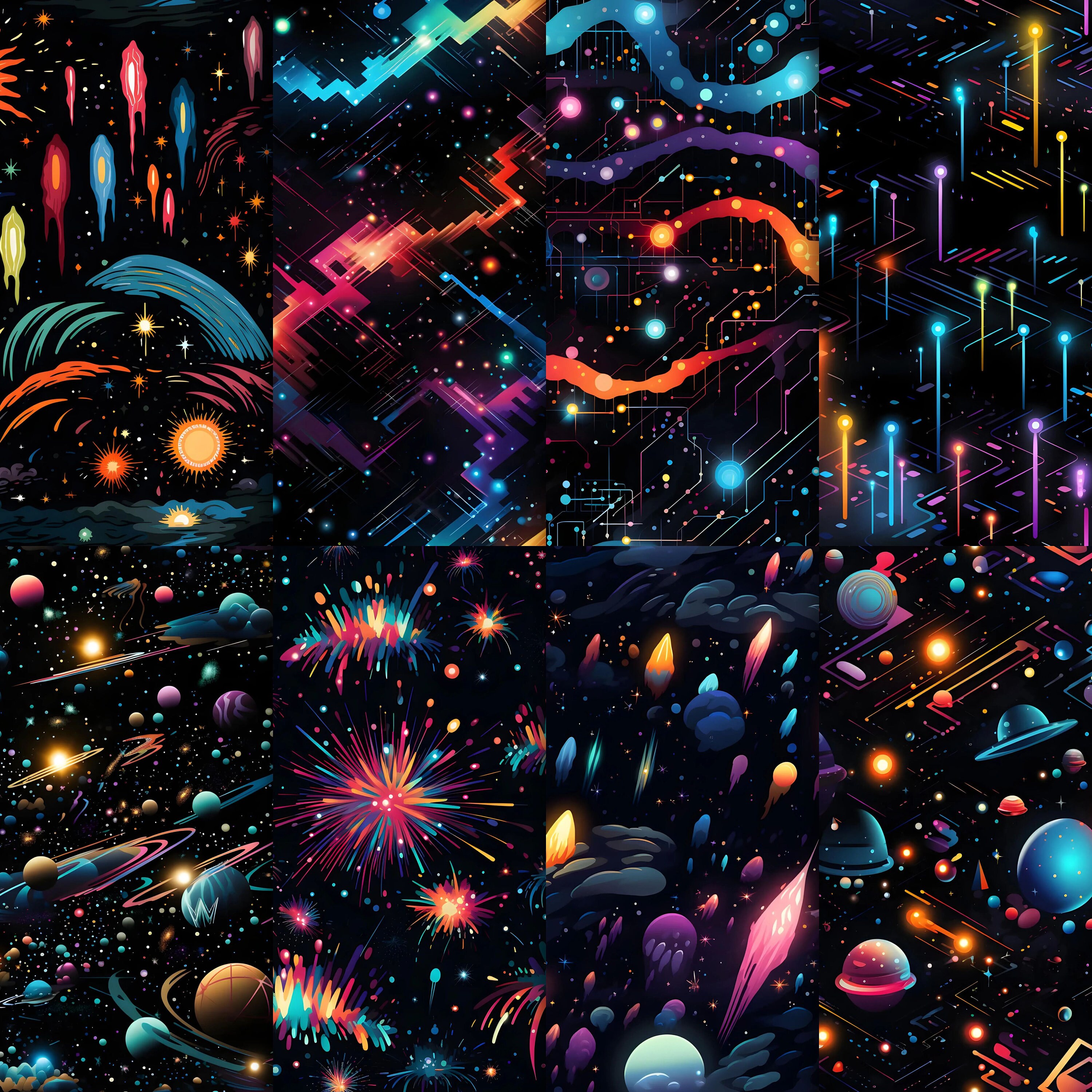 Cyberpunk Digital Patterns Bundle,neon Galaxy Styles,vibrant Cyberpunk ...