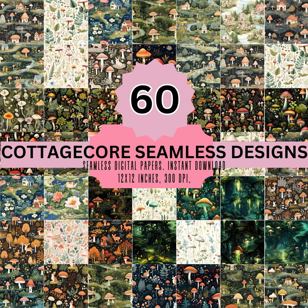 Cottagecore Mushroom Seamless Pattern,cottagecore Seamless,magic Forest ...