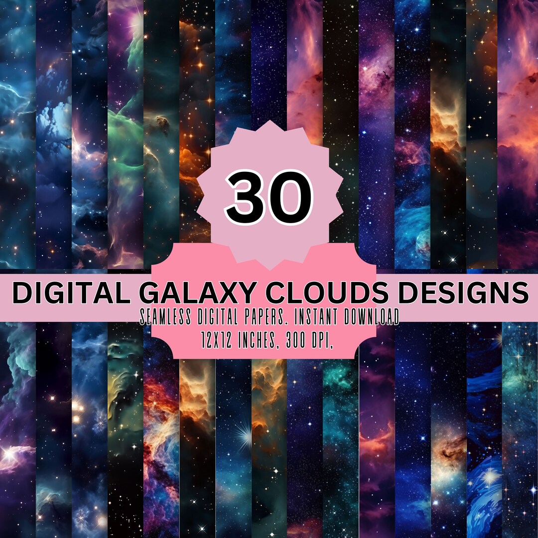 Galaxy Clouds Seamless Pattern,galaxy Clouds Digital Paper,galaxy ...
