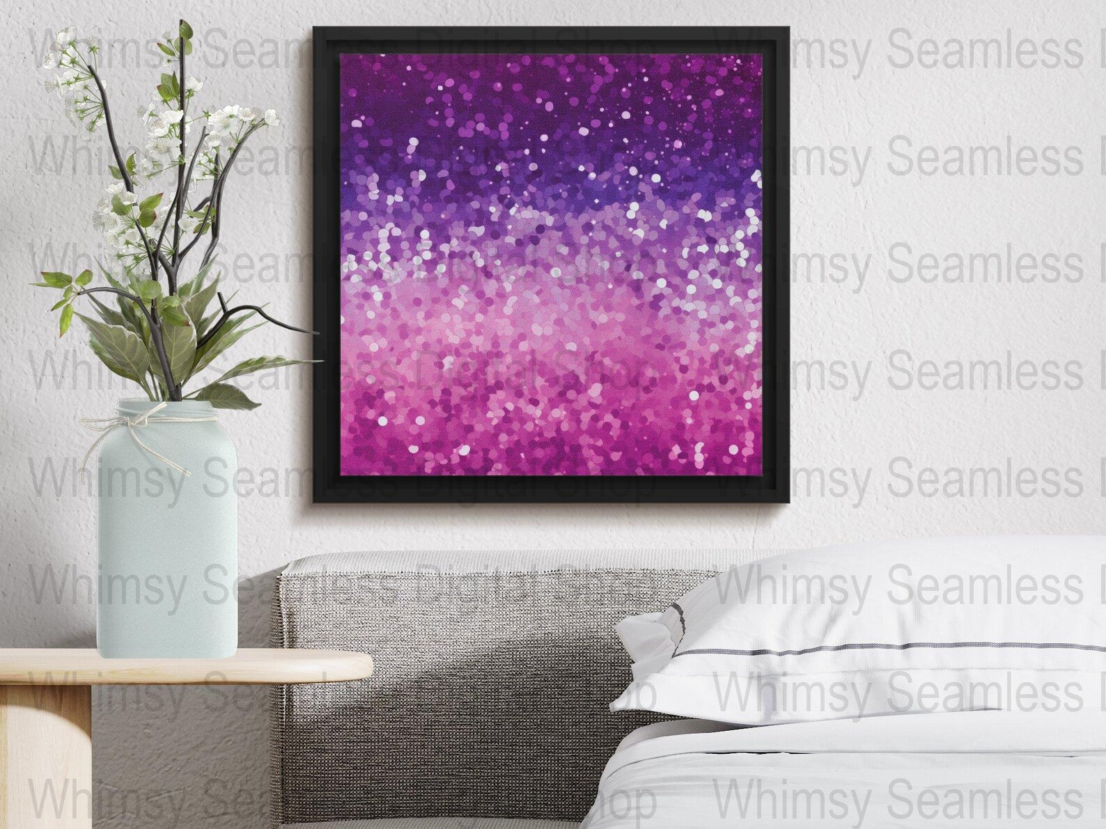 Ombre Gradient Digital Paper, Purple Pink Sparkle, Seamless Background ...