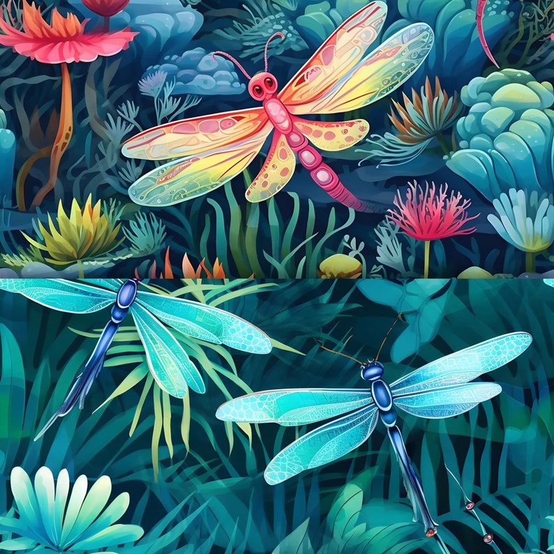 Watercolor Dragonfly Digital Paper Pack,junk Journal Papers Dragonflies,colorful Dragonflies ...