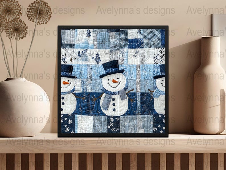 Winter Wonderland Digital Paper Pack Blue Snowmen Digital Scrapbook ...