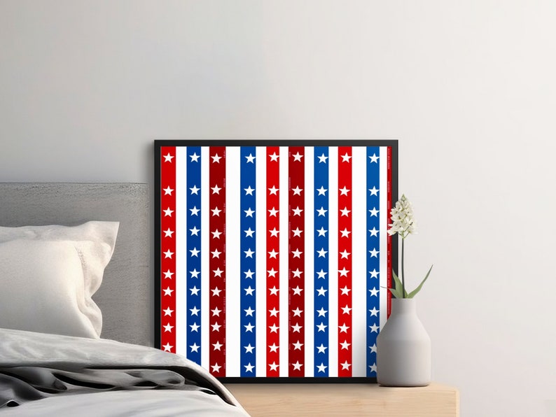 Patriotic Seamless Pattern, 4th of July Digital Paper, Red White Blue ...