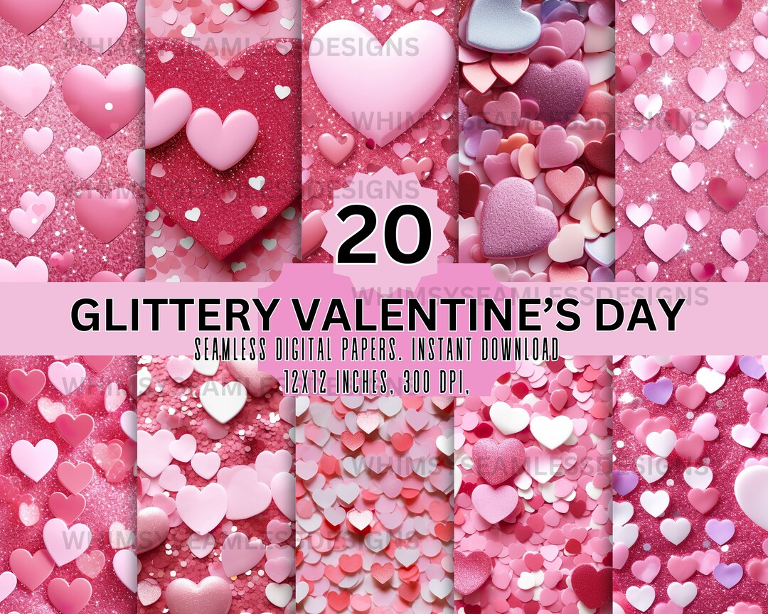 Sequin Valentine Digital Paper: Seamless Heart Pattern (digital ...