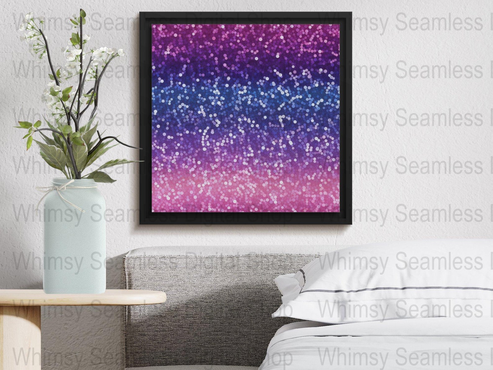 Ombre Gradient Digital Paper, Pink to Blue Bokeh Effect Seamless ...