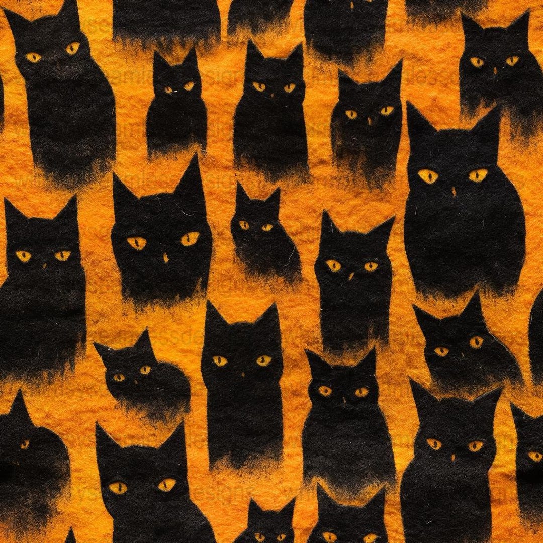 Spooky Black Cats Seamless Pattern, Halloween Digital Paper, 300 Dpi ...